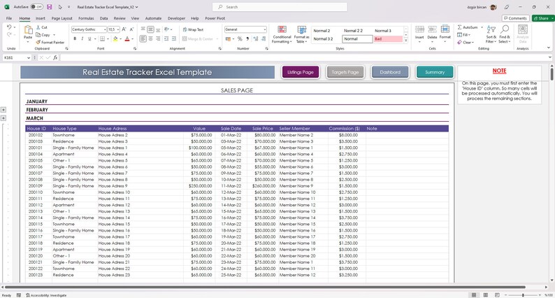 Real Estate Sales Tracker Excel Template – Realtor Commission & Listing ...