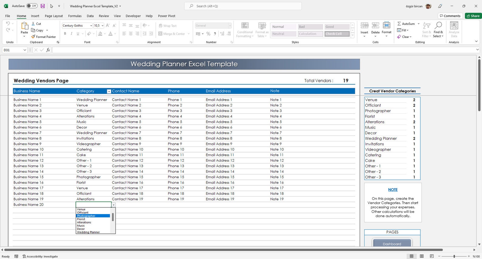 Wedding Planner Excel Template Wedding Planning Bundle Pack - Etsy