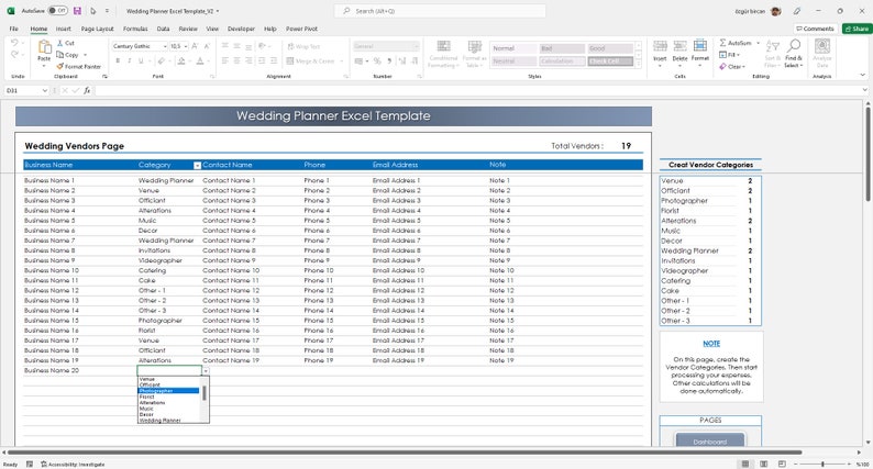 Wedding Planner Excel Template Wedding Planning Bundle Pack - Etsy