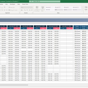 Excel-sjabloon voor maandelijkse urenstaat voor werknemers Werkschema ...