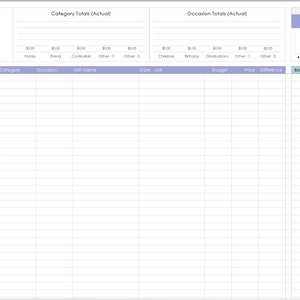 Gift Tracker Excel Template: Gift Budget Planner - Etsy