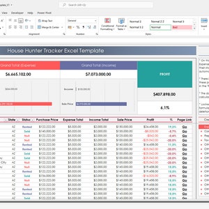 House Hunter Tracker Excel Template: Property Income & Expense Log With ...