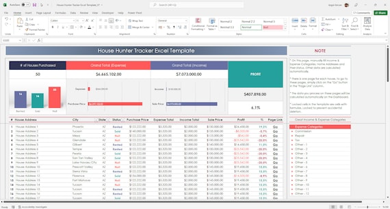 House Hunter Tracker Excel Template House Buying Sales | Etsy