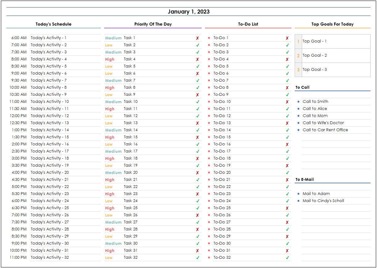 365 Days Planner Excel Template Daily Planner For365 Days - Etsy UK