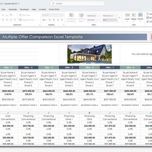 Real Estate Multiple Offer Comparison Excel Template | Property Offer Comparison Excel Template ...