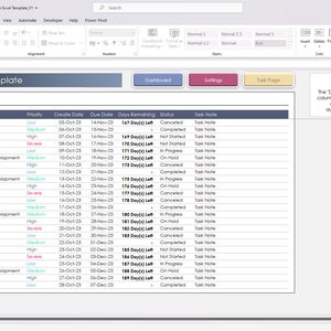 Personal Task Planner Excel Template: Task Dashboard (digital Download ...