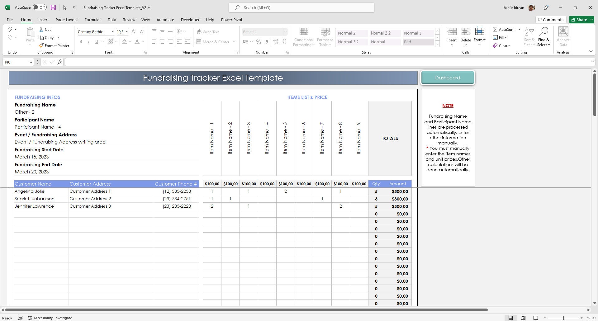 Fundraising Tracker Excel Template: Donation Progress Spreadsheet ...