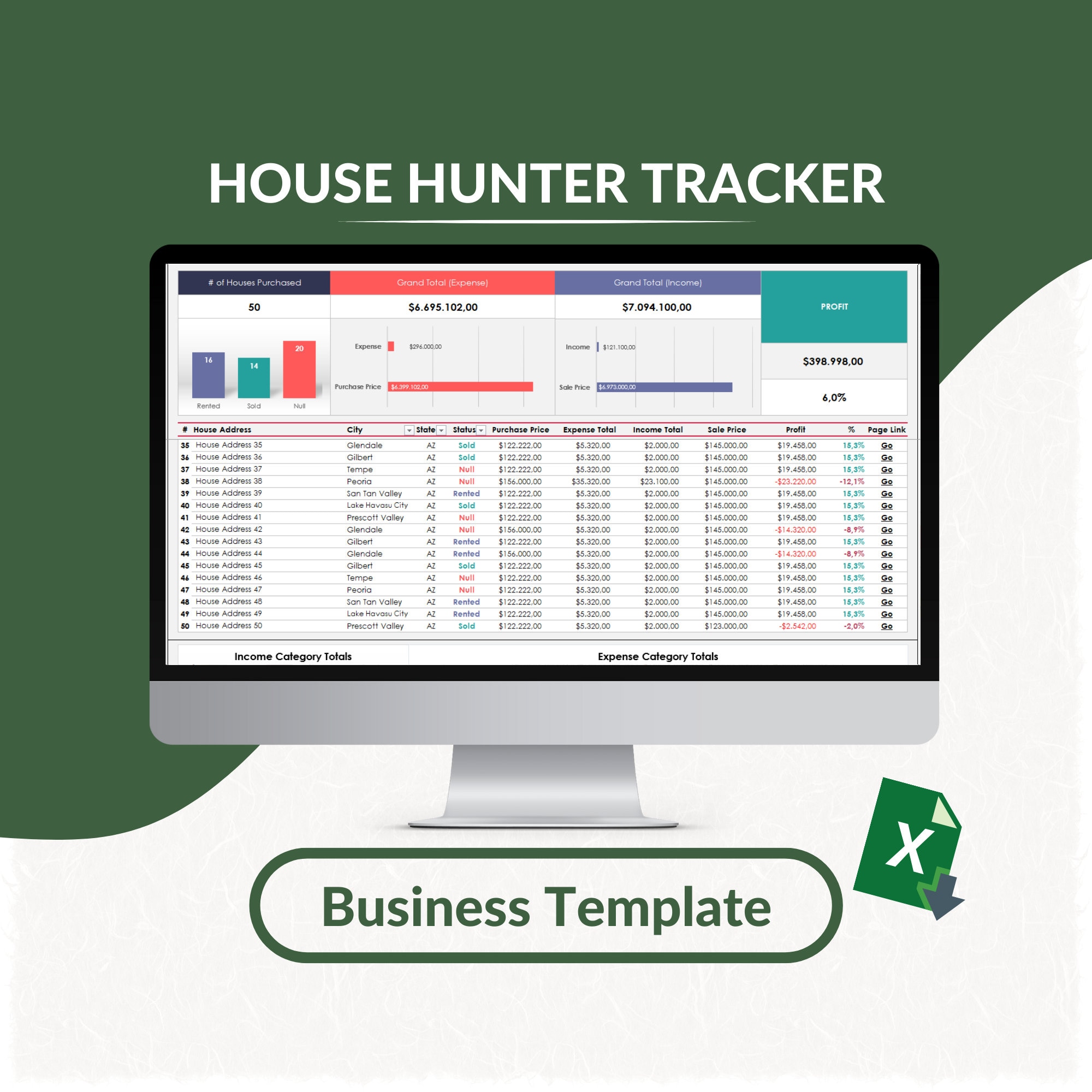 House Hunter Tracker Excel Template House Buying Sales - Etsy