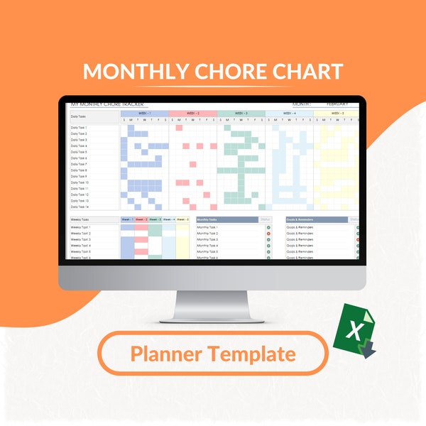 Excel Chore Chart Template - Etsy