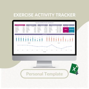 Exercise Activity Tracker Excel Template | Workout Log | Activity Chart ...