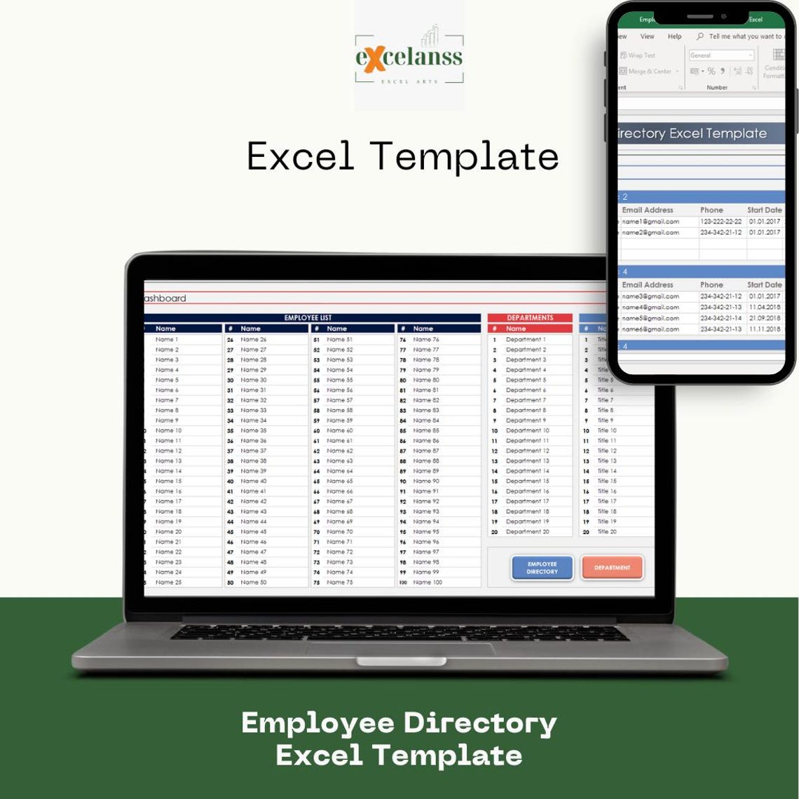 Employee Directory Excel Template: Business Organization Tracker ...
