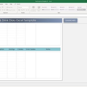 Food & Drink Diary Excel Template | Food Journal Diary | Drink Journal ...