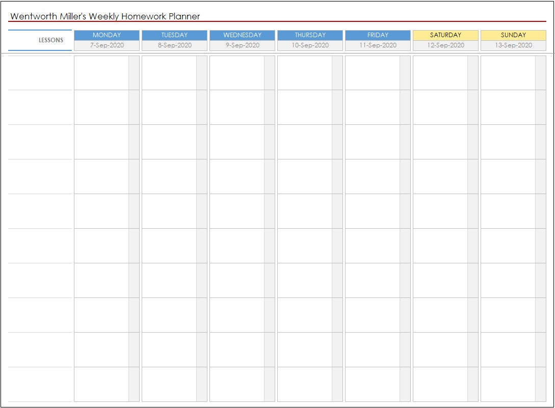 Student School Planner Excel Template Student Planner - Etsy Canada