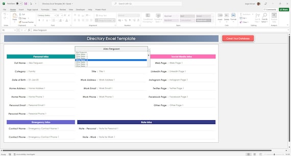 Excel Template Contact List