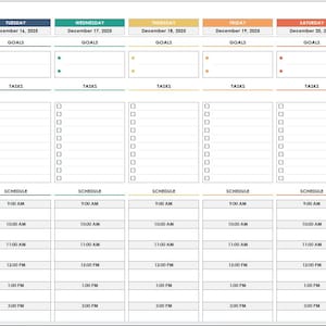 52 Weeks Personal Planner Excel Template: Weekly Goals, Tasks ...