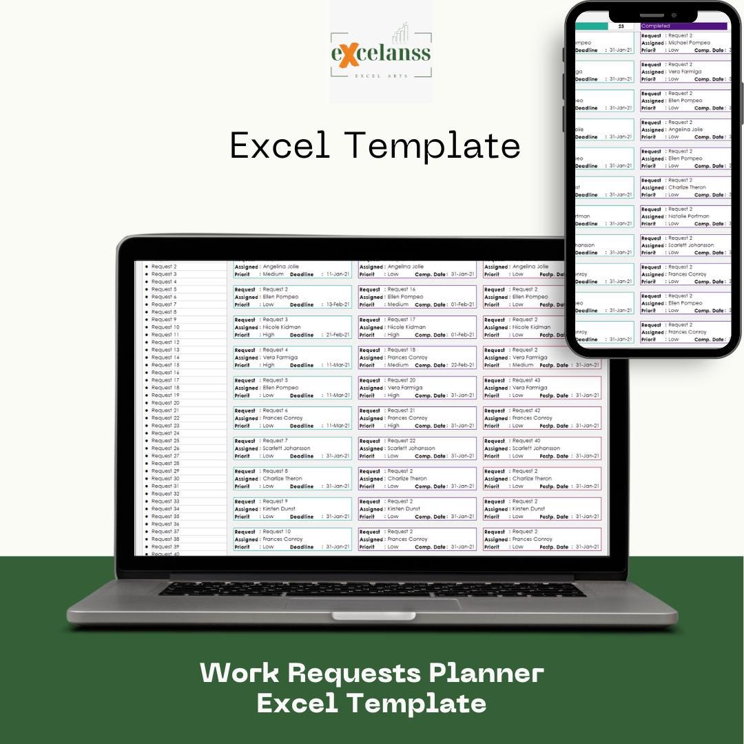 Work Request Tracker Excel Template – Task Management & Team Request ...