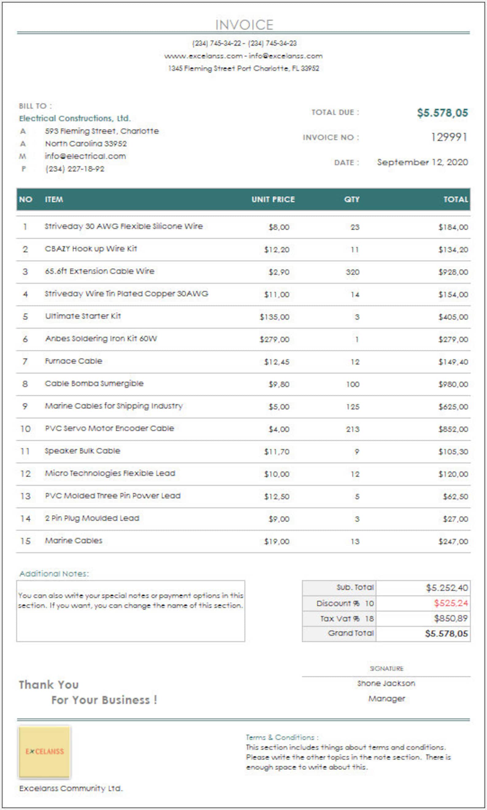 Manual Invoice Excel Template Invoice Tracker Printable - Etsy