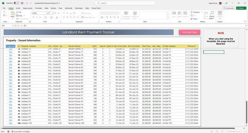 Landlord Rent Payment Tracker Excel Template – Rental Property Payment ...