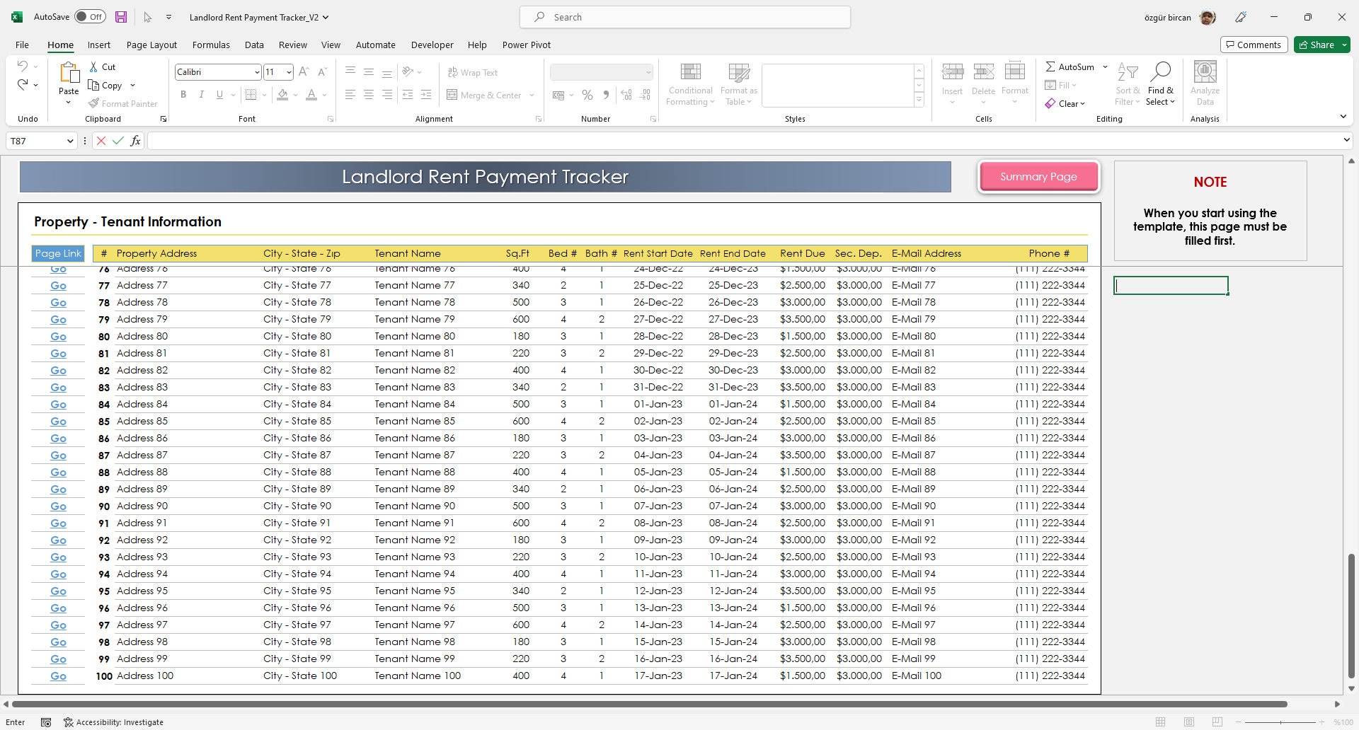 Landlord Rent Payment Tracker Excel Template – Rental Property Payment ...