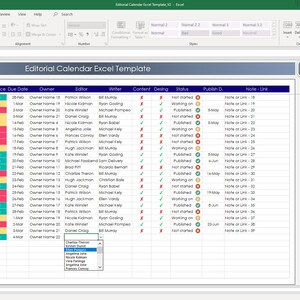 Editorial Planner Excel Template Content Calendar Editorial Schedule ...