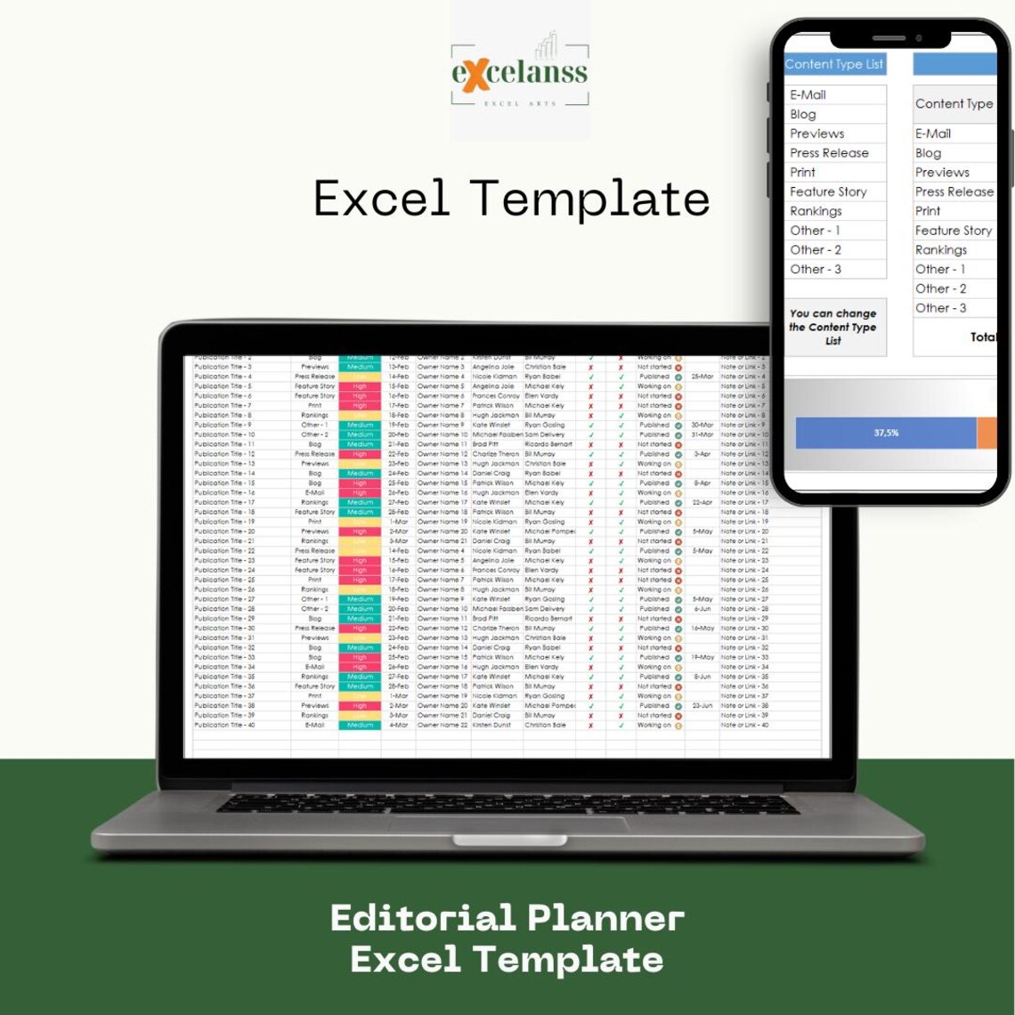 Editorial Planner Excel Template: Content Calendar & Publishing ...