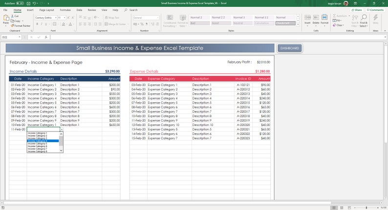 Income and expense tracker excel template - tereally