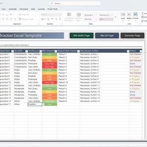 5x5 Risk Matrix Excel Template: Risk Assessment Tracker (digital ...