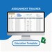 Assignment Tracker Excel Template Homework Organizer Excel Sheet ...