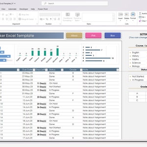 Assignment Tracker Excel Template: Student Homework Organizer - Etsy