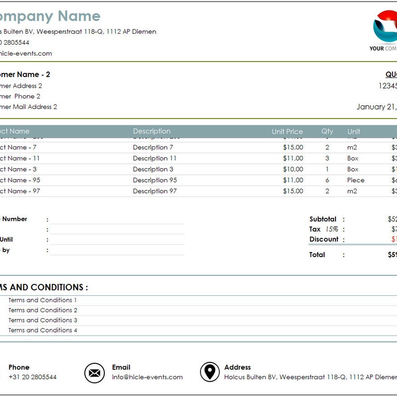 Quotation Templates Excel - Etsy