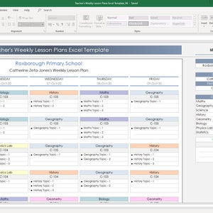 Teacher's Weekly Lesson Plan Excel Template: Curriculum Organizer - Etsy