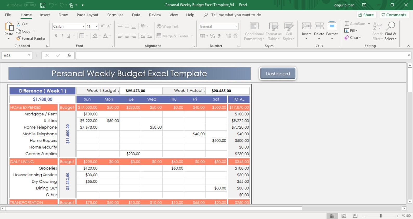 Excel-sjabloon voor persoonlijk weekbudget Budgettracker - Etsy Nederland