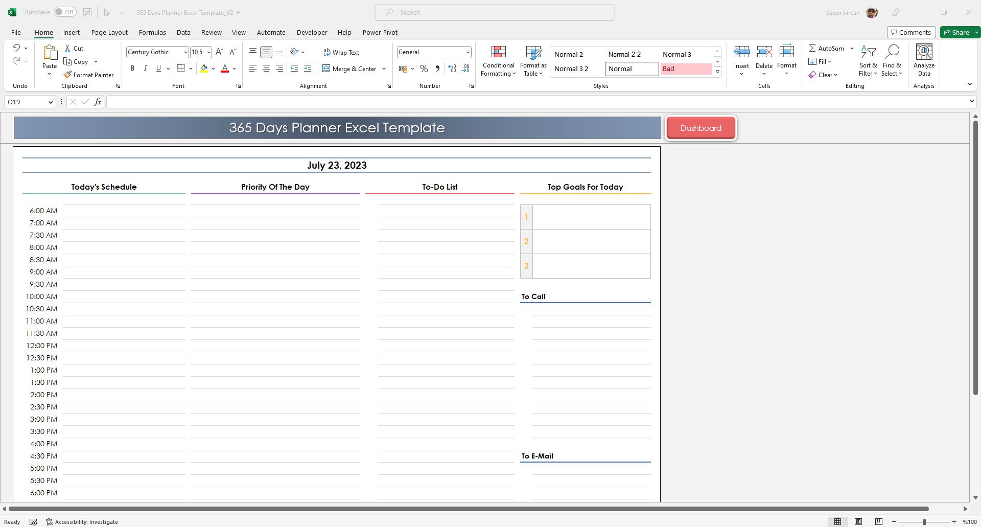 365 Days Planner Excel Template Daily Planner For365 Days - Etsy UK
