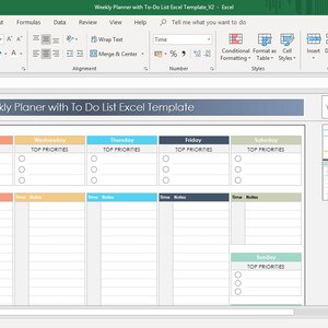 Weekly Planner With To-do List Excel Template Planner - Etsy