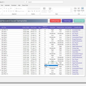 9 Box Grid Dashboard Excel Template Employee Ranking Matrix Skills and ...