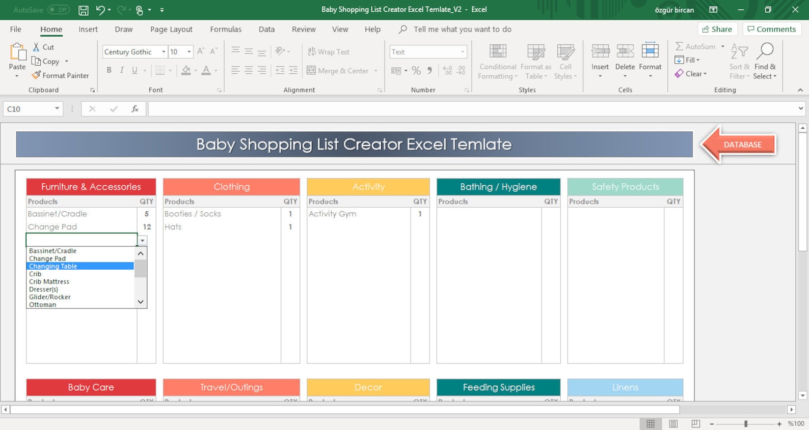 Baby Shopping List Creator Excel Template Shopping Tracker - Etsy