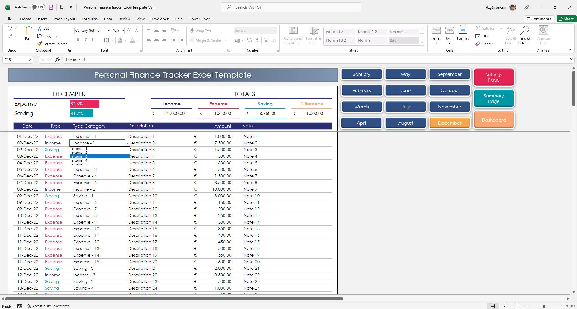 Personal Finance Tracker Excel Template Personal Budget | Etsy
