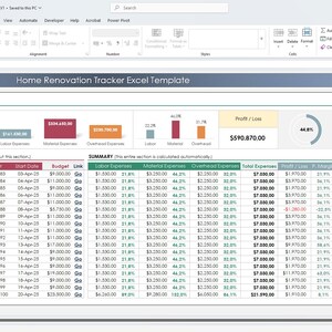 Home Renovation Budget Tracker Excel Template – House Flipping, Remodel ...