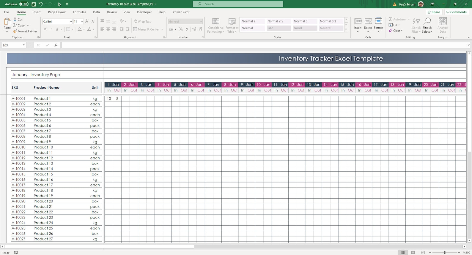 Inventory Tracker Excel Template Stock Management - Etsy