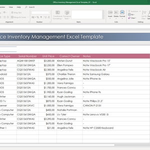 Office Inventory Management Excel Template: Supplies & Equipment ...