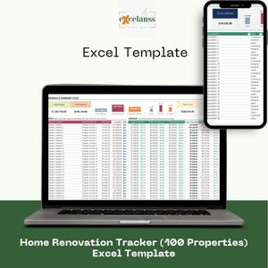 Home Renovation Tracker Excel Template: 100 Properties Remodel Planner ...