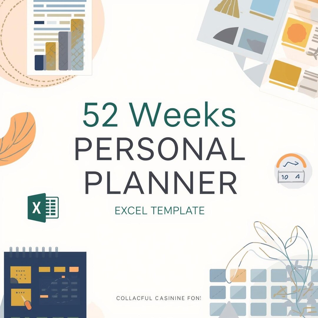 52 Weeks Personal Planner Excel Template: Weekly Goals, Tasks ...