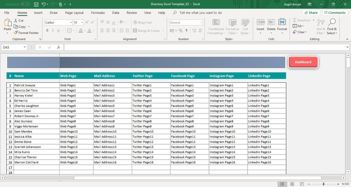 Répertoire Excel Template Adresse et annuaire téléphonique | Etsy France