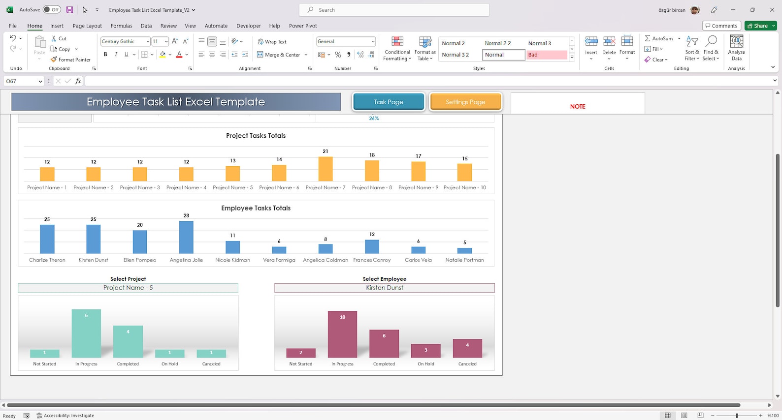 Employee Task List Excel Template | Project & Team Task Tracker ...