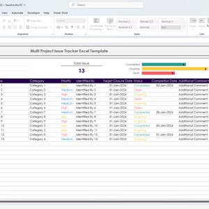 Multi Project Issue Tracker Excel Template | Comprehensive Issue ...