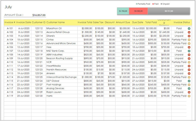 Invoice Register Tracker Excel Template: Editable Business Planner ...