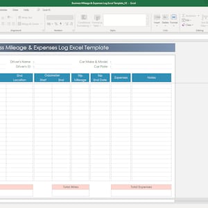 Business Mileage & Expenses Log Excel Template Business Mileage Tracker ...