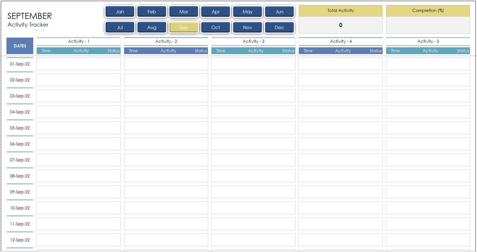 Monthly Activity Tracker Excel Template Editable Activity | Etsy Monthly Activity Tracker Excel Template Editable Activity | Etsy