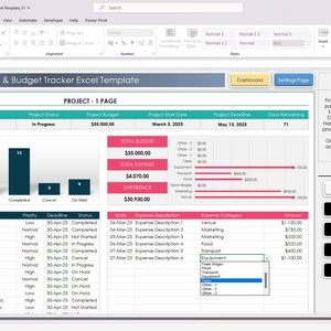 Project Task & Budget Tracker Excel Template Simple Project Management ...