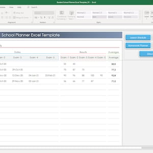 Student School Planner Excel Template: Schedule, Homework, Activity ...